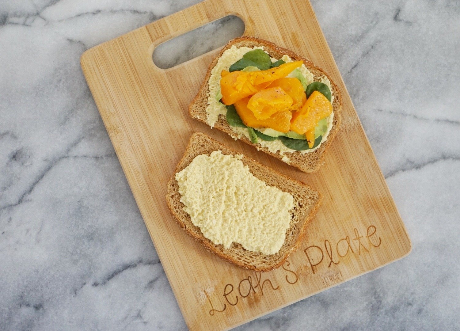 Roasted Butternut Squash Sandwich with Turmeric Cashew Spread (Vegan)
