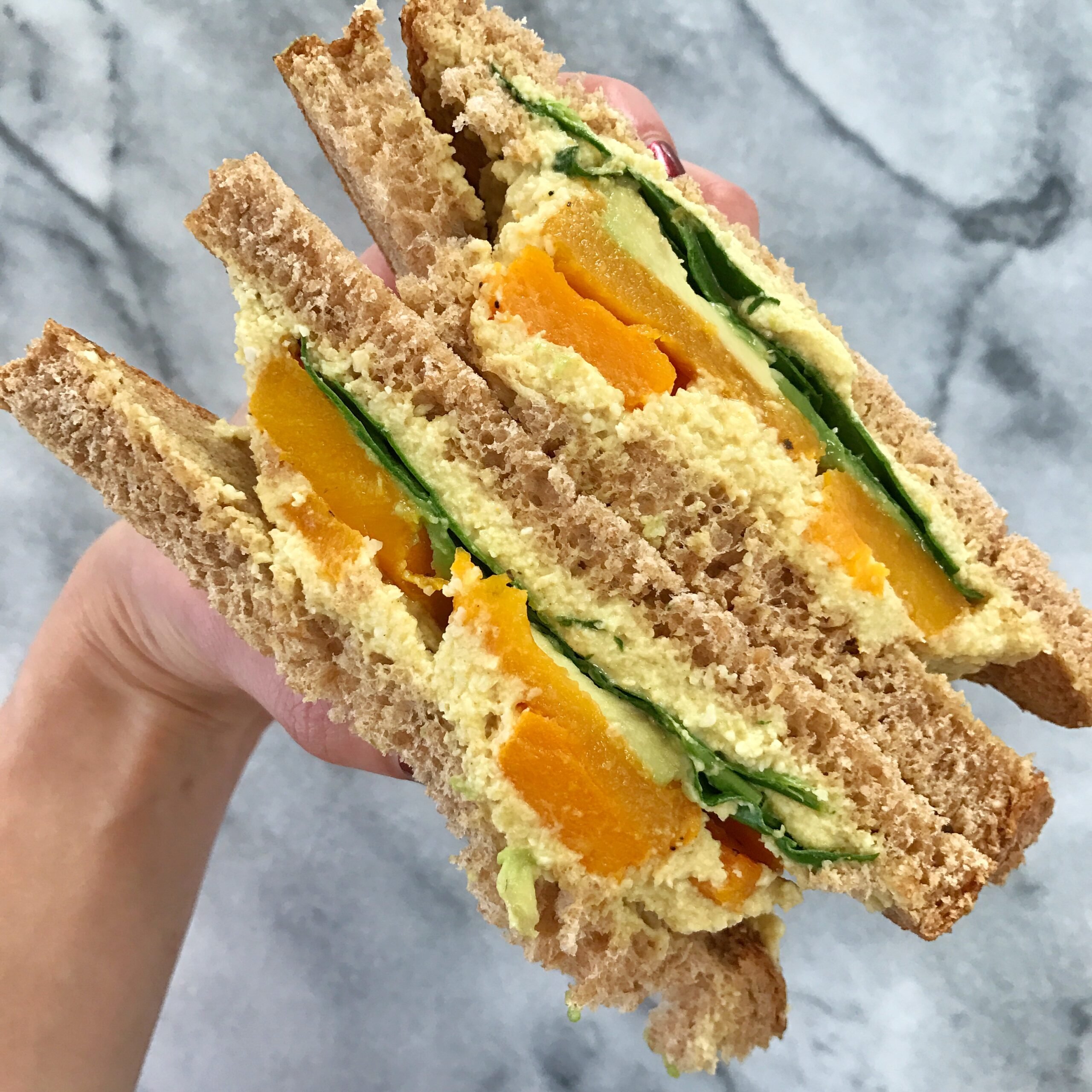 Roasted Butternut Squash Sandwich with Turmeric Cashew Spread (Vegan)